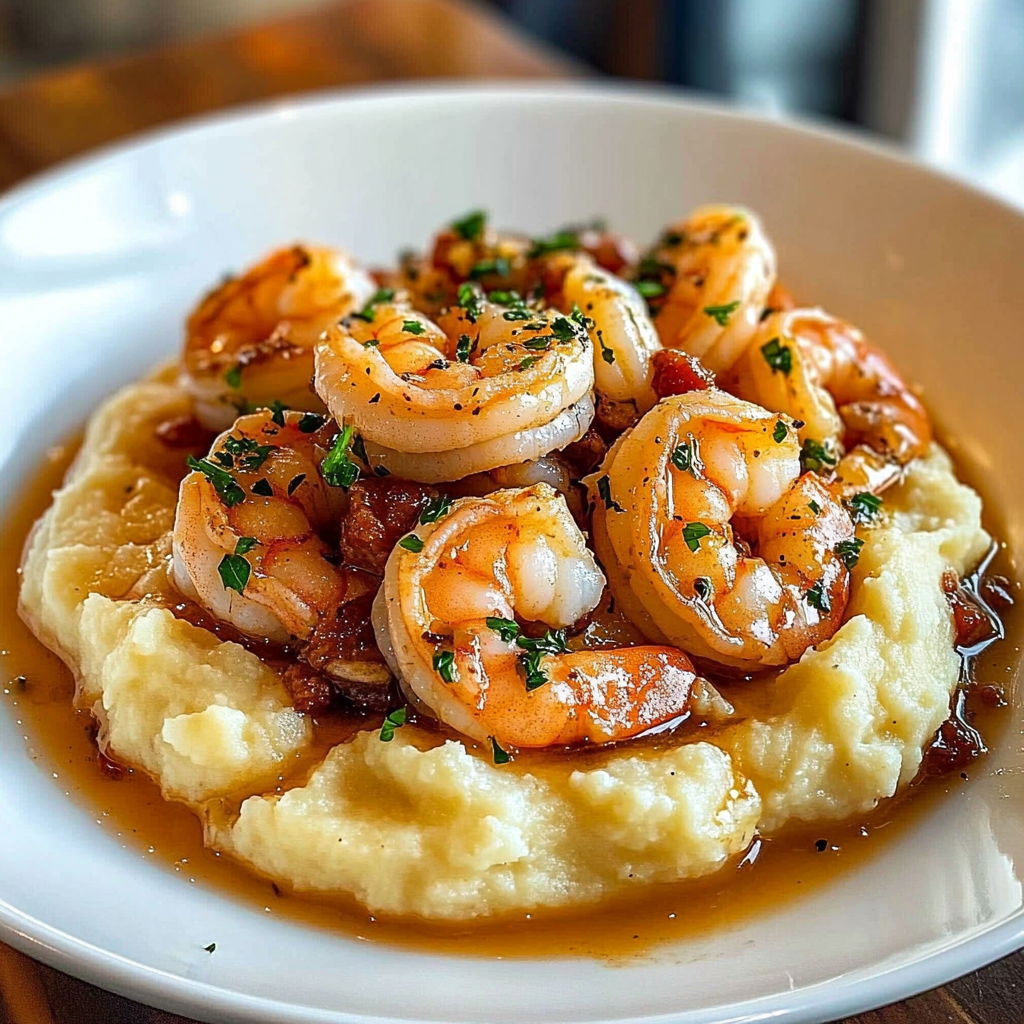 Amazing Creamy Garlic Shrimp Over Mashed Potatoes Delight